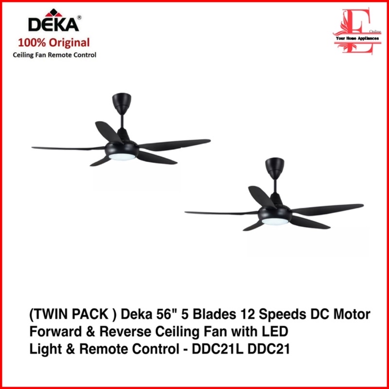 Deka 56" 5 Blades 12 Speeds DC Motor Forward & Reverse Ceiling Fan with ...