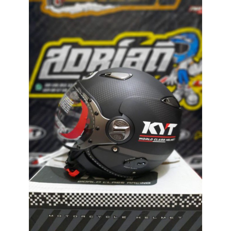 Kyt ELSICO HELMET MOTIF 3 BLACK MATT GUNMETAL ORI RETRO HELM KYT BOGO ...
