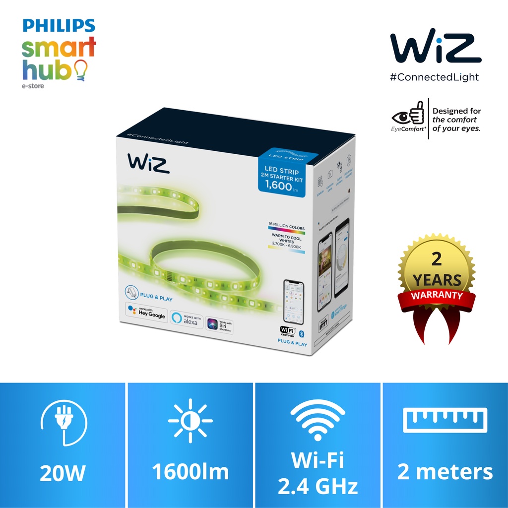 Philips WiZ Smart LED Strip 2M Starter Kit | Shopee Malaysia