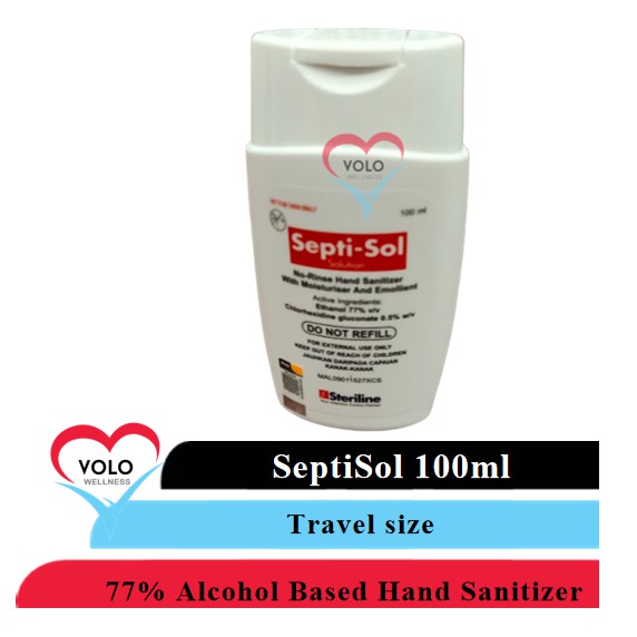 Septi-Sol 100ml, No Rinse Alcohol Based Hand Rub/Sanitizer with ...