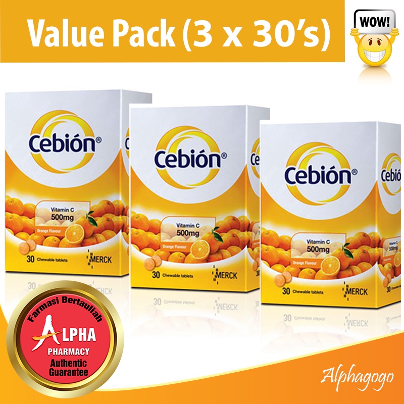 Cebion Vitamin C 500mg (30 Chewable Tablets / 3 X 30 Chewable Tablets ...
