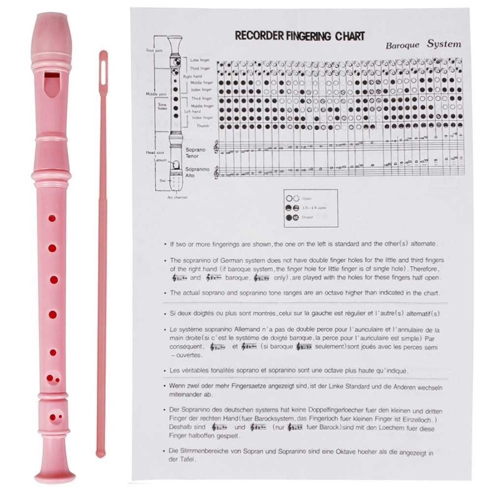 Pink ABS Soprano Descant Recorder Clarinet 8 Holes German Style C Key ...