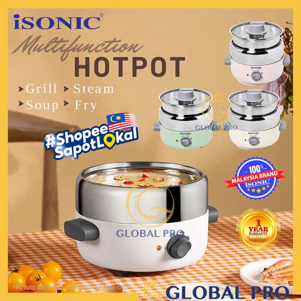 ISONIC 1.2L Multi Cooker Pot Steam Mini Cooker Grill Electric Pot Hot ...