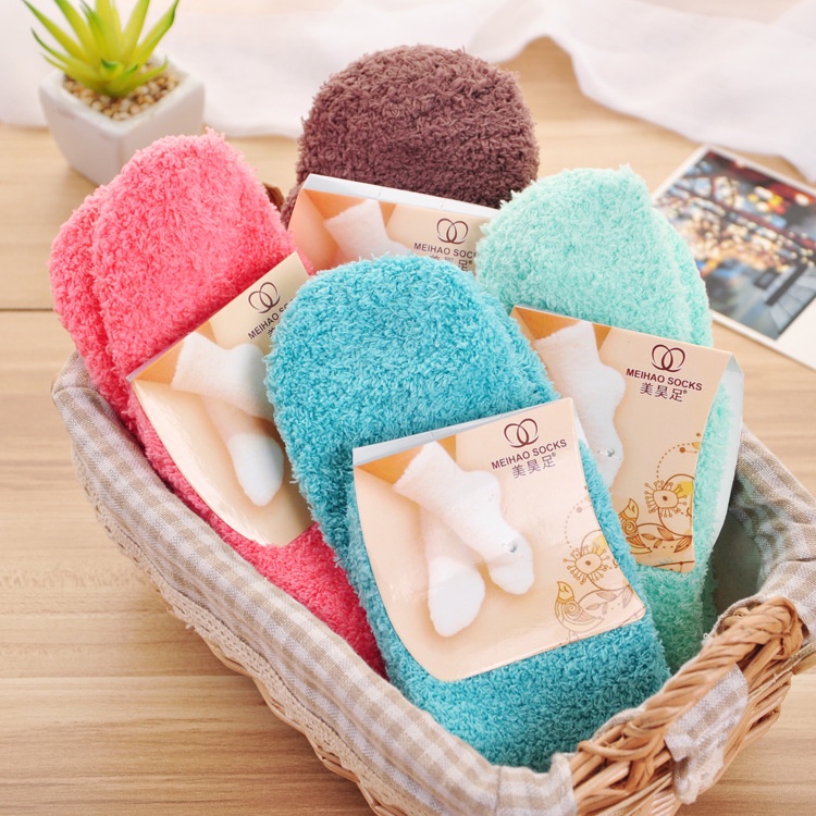 Colorful Soft Sleeping Sock Winter Microfiber Sock Warm Fuzzy Fluffy ...
