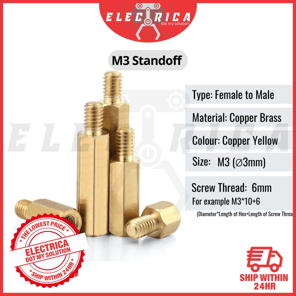 M3 Male to Female Brass Screw Thread PCB Stand-off Spacer | Shopee Malaysia