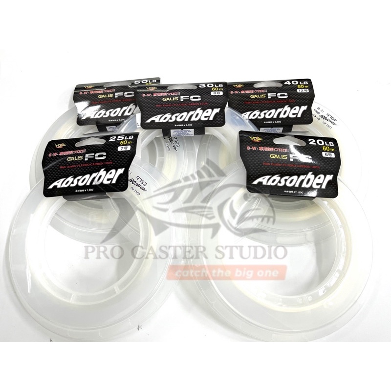 YGK ABSORBER GALIS FC YGK X BRAID FC 20-130LB 100% Fluorocarbon SHOCK ...