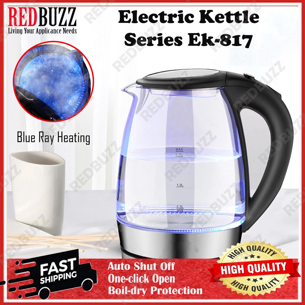 REDBUZZ Electric Glass Kettle CookMaster Series - Blue Light (2200W/2 ...