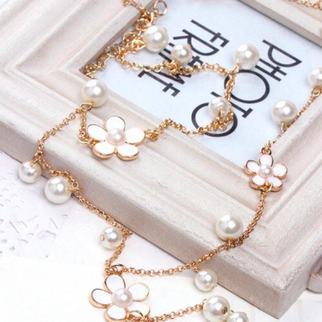 🇲🇾READY STOCK🇲🇾 NCK 005 CUTE FLOWER NECKLACE PEARL NECKLACE RANTAI PEARL RANTAI MUTIARA RANTAI ...