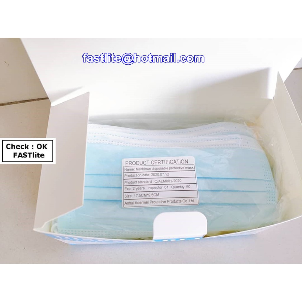 Face Masks 3 Ply c/w Box c/w Test Report (50 pcs/Box) | Shopee Malaysia