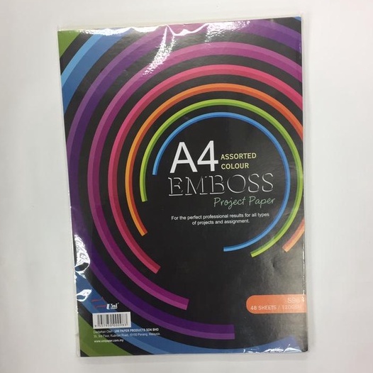 UNI PAPER Project Paper Assorted Colour Emboss A4 size/Kertas Projek ...