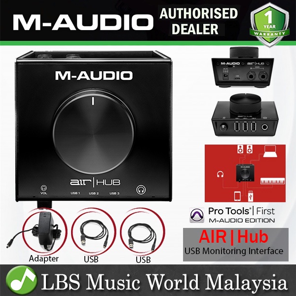 M-Audio AIR|Hub USB Monitoring Audio Interface with Built in Hub 3 Port ...