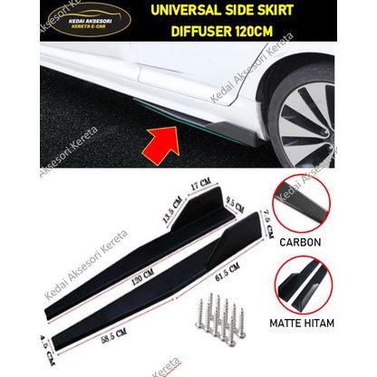 Universal Side Skirt Diffuser Body Kit Lip120CM Matte Black/Carbon myvi ...