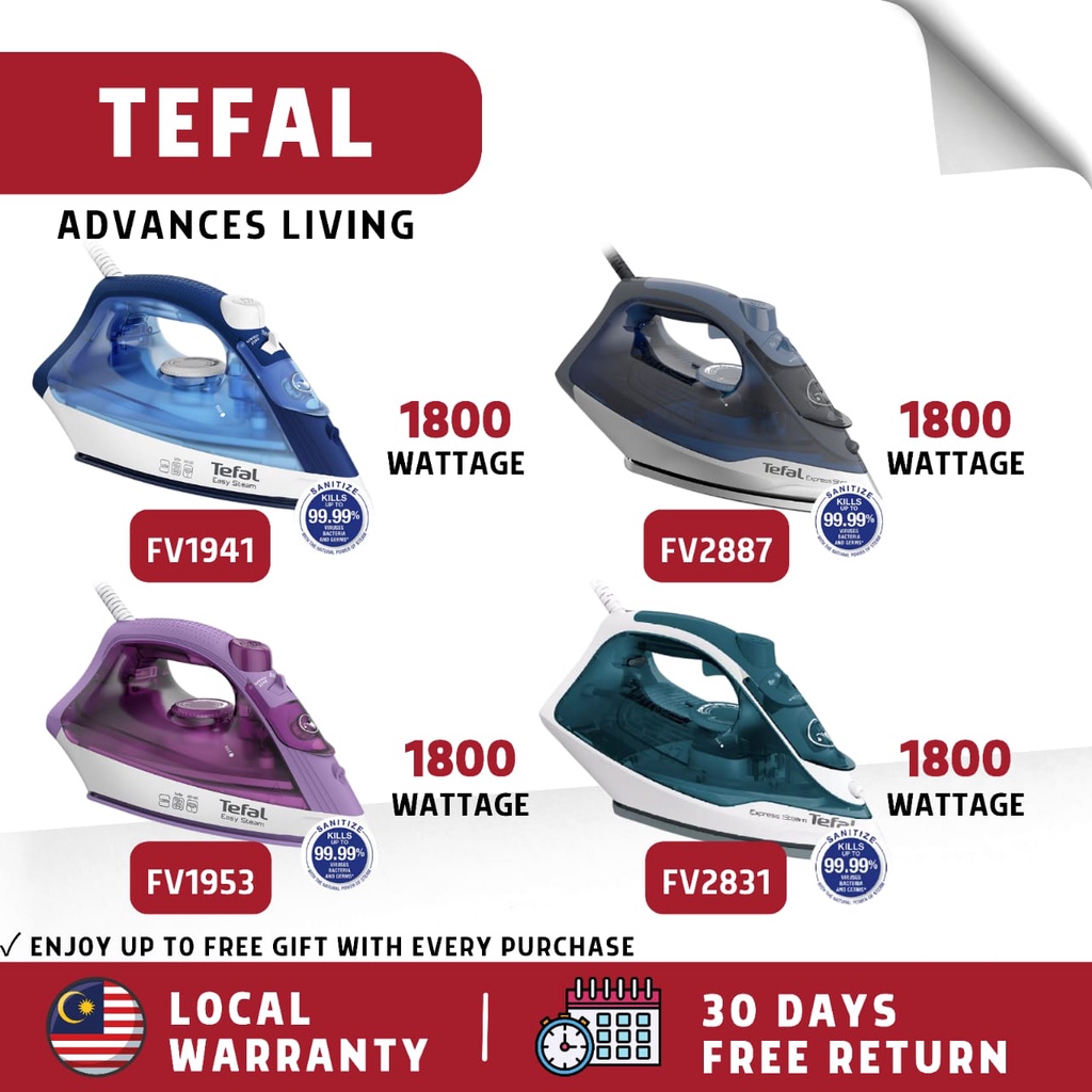 Tefal Express Steam Iron FV2831/ FV2887/ FV2843/ FV1953/ FV1941 ...