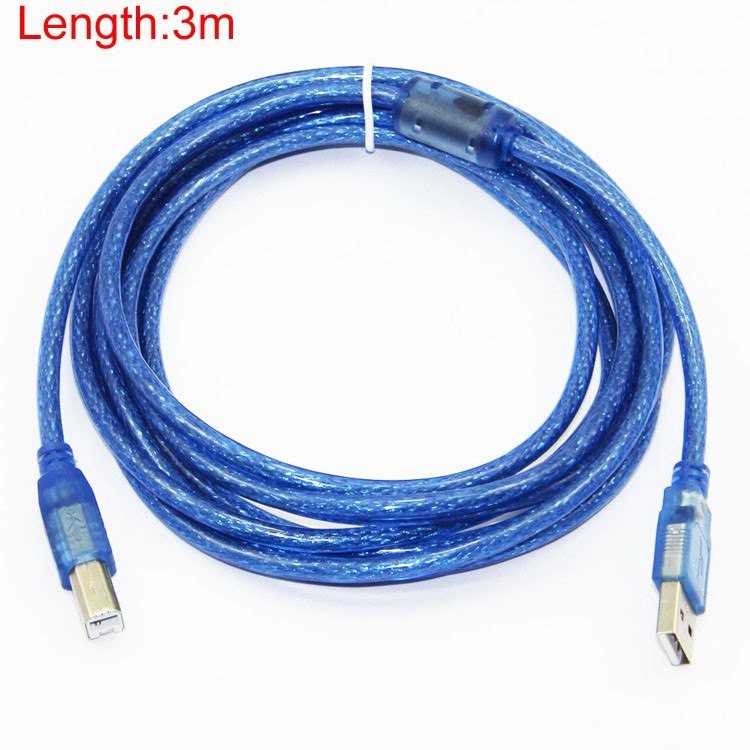 3m High Speed USB Printer Cable Foil Braided Shielding Transparent Blue ...