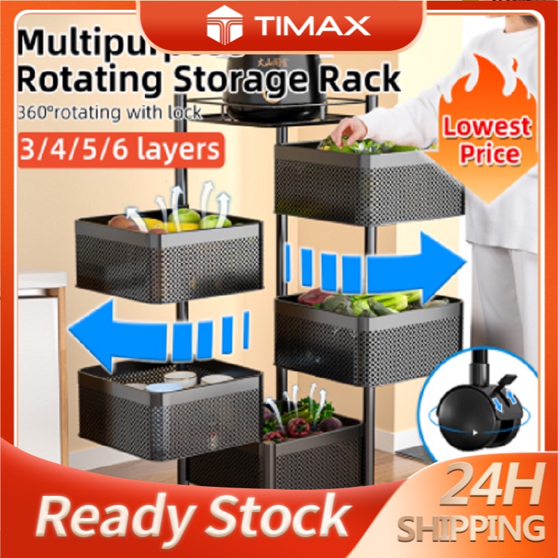 Ready stock Stainless Steel Kitchen Rotating Rack Rak Dapur Basket Rack ...