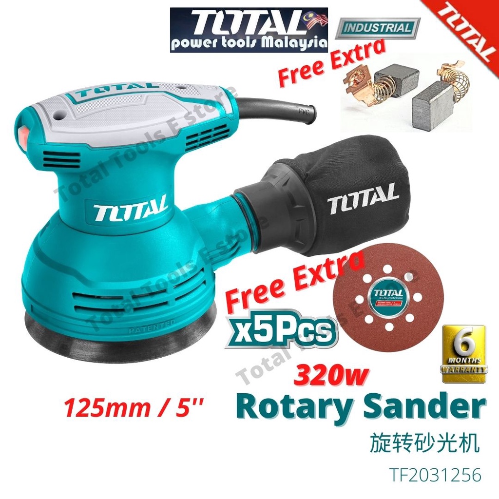 TOTAL Rotary Sander + FREE 5 pcs Sanding Sheets (320W, 5") 旋转砂光机 ...