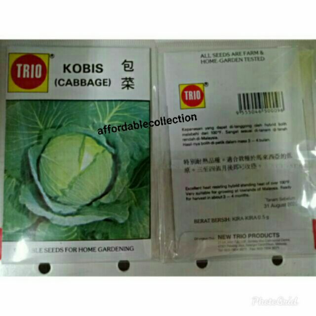 (Seed) Trio Or Serbajadi Brand Cabbage Seed / Benih Sayur Kobis ...