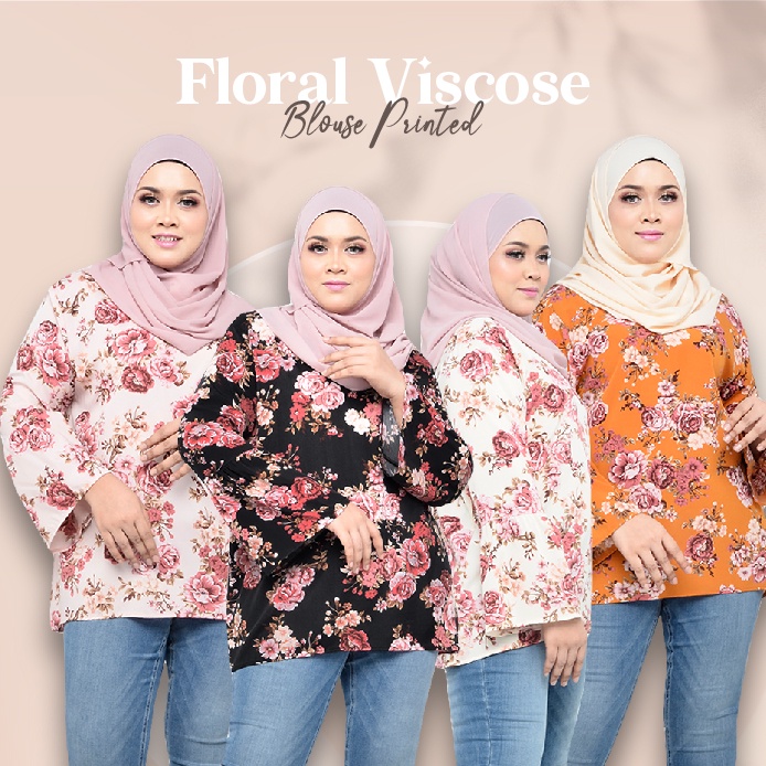 [VIEW] FS-3XL MUSLIMAH PLUS SIZE BLOUSE Floral Viscose Blouse Printed ...