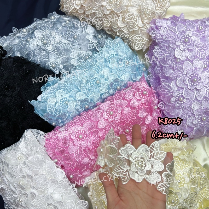 1METER[K8025] FLOWER LACE/RENDA BUNGA/ 3D FLOWER LACE/ RENDA BUNGA 3D ...