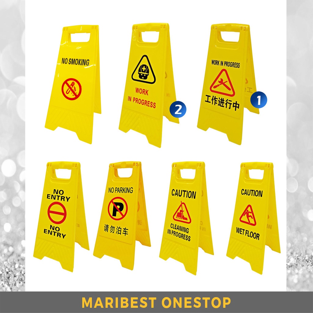 Yellow Foldable Floor Sign Board Stand NO PARKING NO ENTRY WORK IN ...