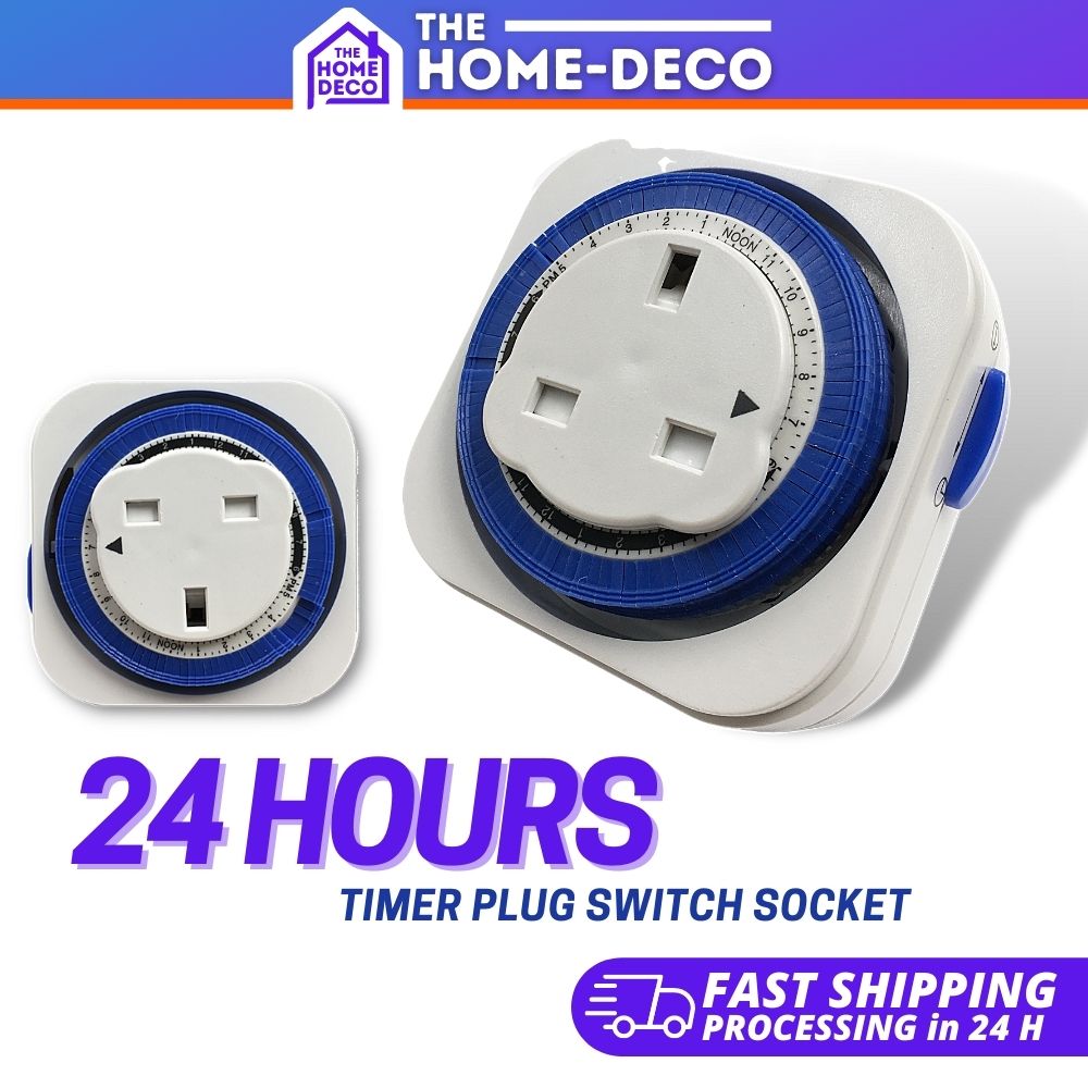 13A 220V 24 Hour 3 Pin Plug In Timer Plug Switch Socket | Shopee Malaysia