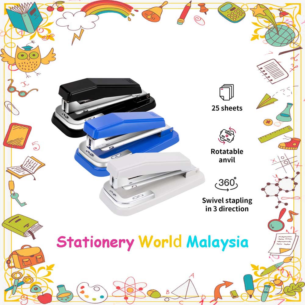 SWM Deli Half Strip Stapler Rotary Grip Metal Base Stapler Separuh ...