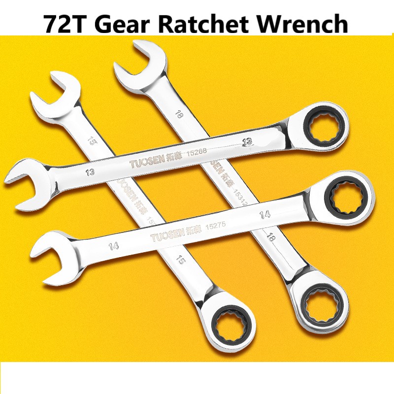 72 T Gear Ratchet Wrench Vanadium Steel Combination Spanner Set Hand ...