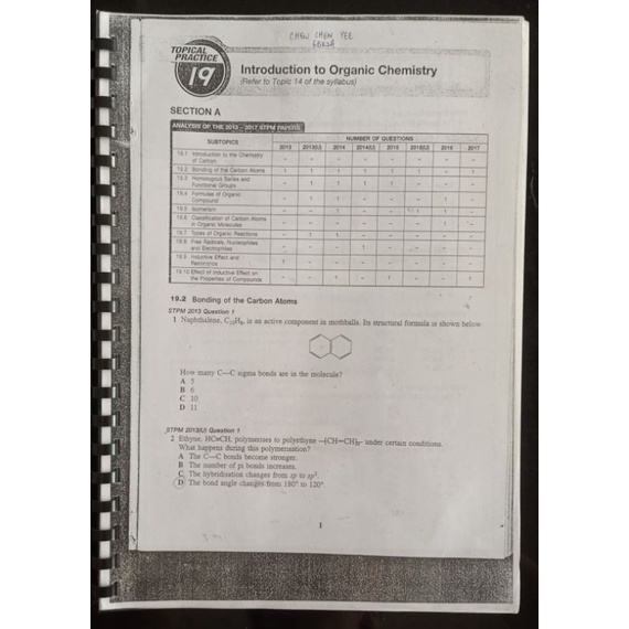 STPM SEM 3 CHEMISTRY PAST YEAR (USED) | Shopee Malaysia
