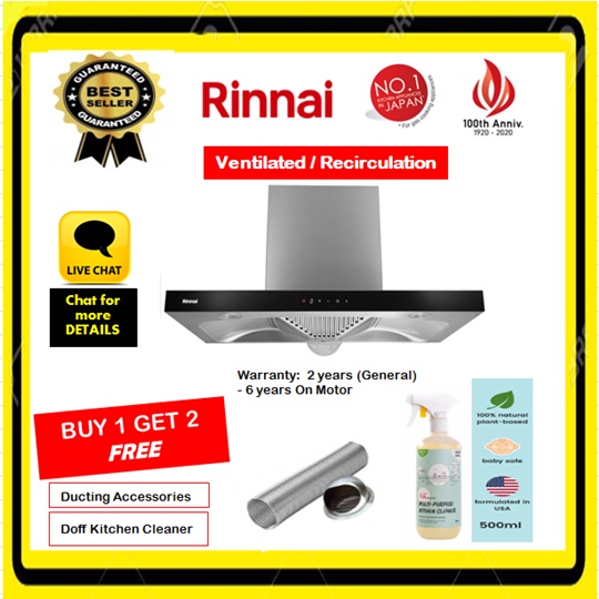 Rinnai RH-C1319-SSW Chimney Cooker Hood (90CM) | Shopee Malaysia