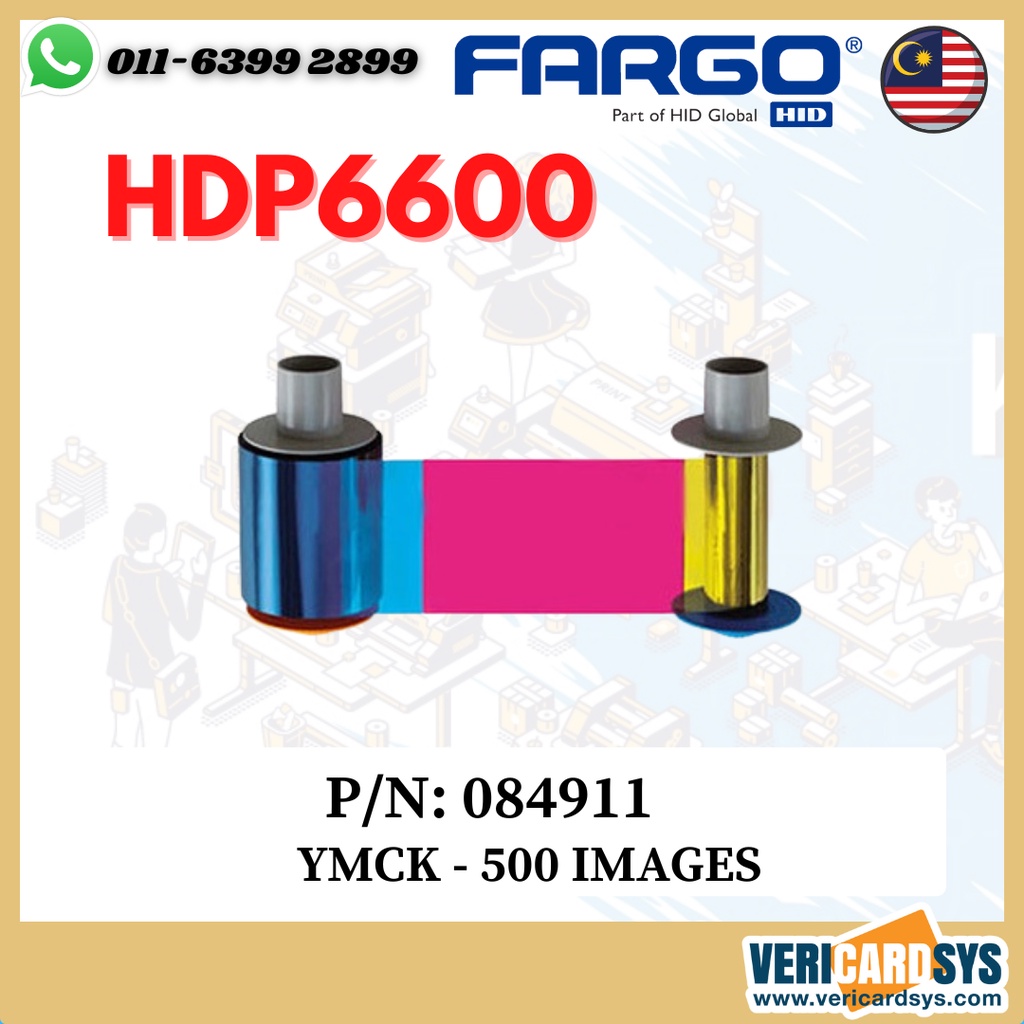 Fargo HDP6600 P/N 084911 YMCK Color Ribbon (500 Images) 84911 | Shopee ...