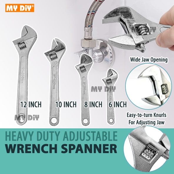 MYDIYSDNBHD - ANTON High Quality Crv Adjustable Spanner Wrench 6" 8" 10 ...