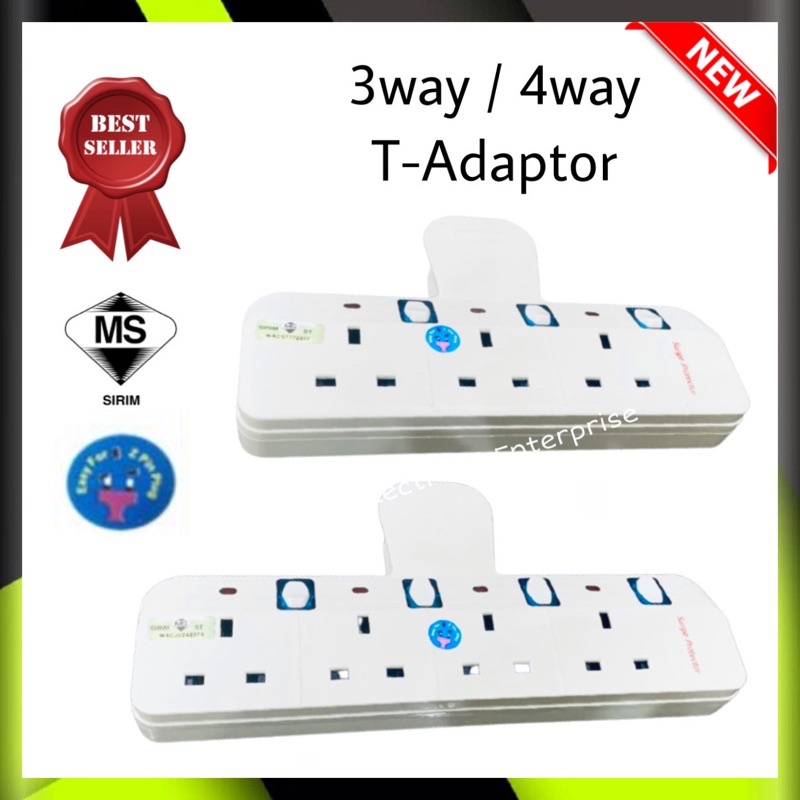 💥Ready Stock💥 3 Way 4 Way T Adaptor T Adaport Multiple Wall Socket ...