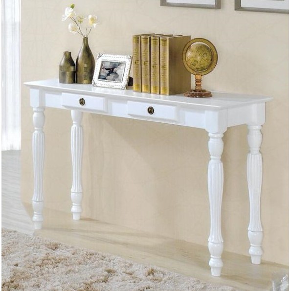 Dhome Full Solid Wood 4 Feet Console Table with 2 Drawers / Writing ...