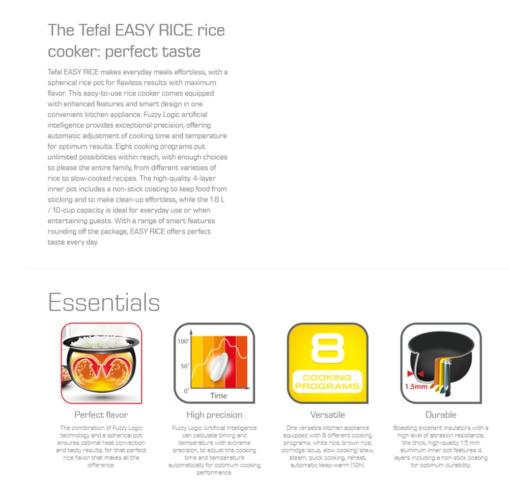 Tefal RK7321 1.8L Easy Rice Fuzzy Logic Rice Cooker | Shopee Malaysia