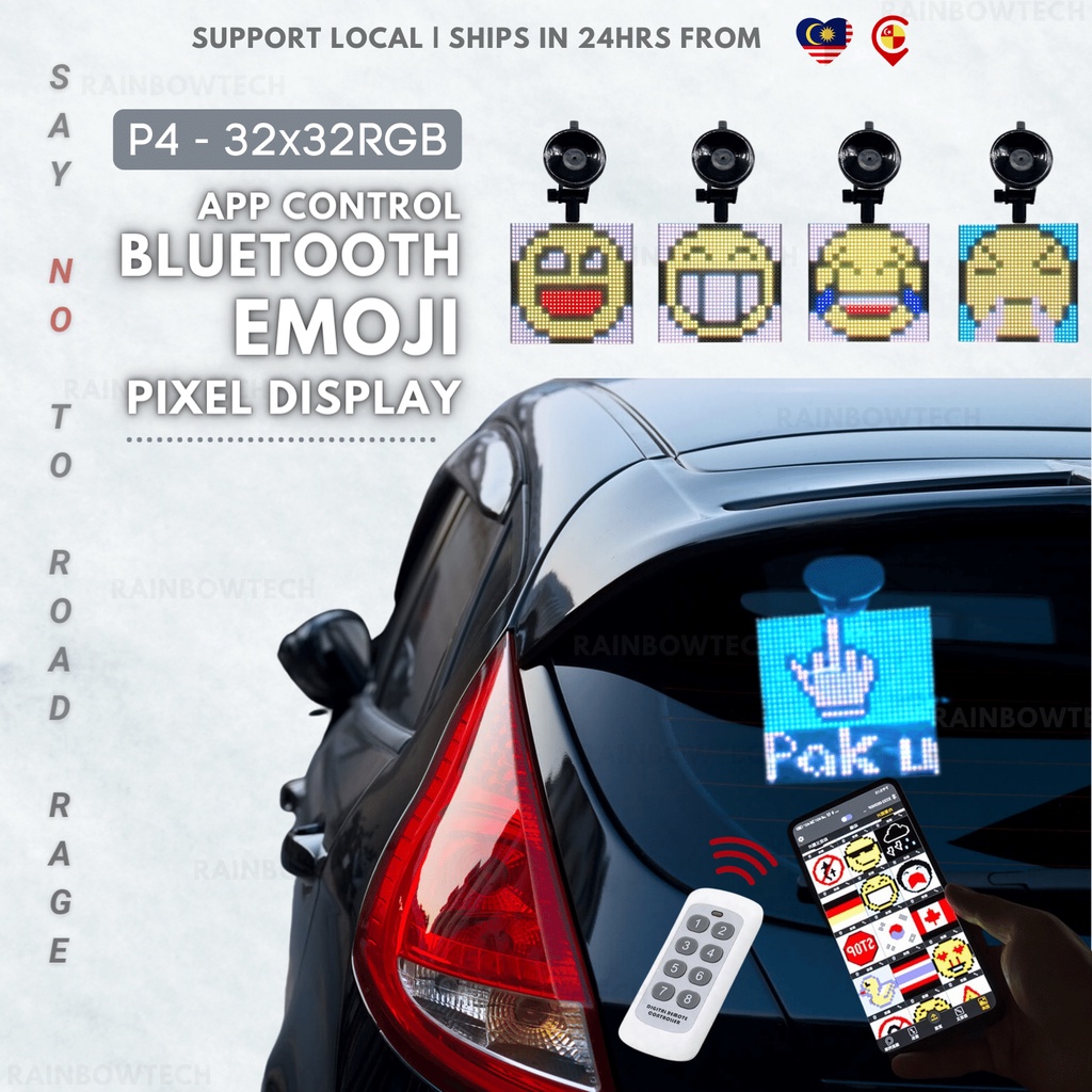 RBTECH Car Emoji LED App Control Bluetooth/IR Remote Pixel Emoji ...