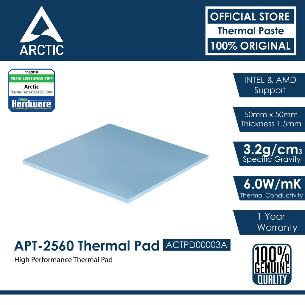 ARCTIC APT-2560 Thermal pad (50mm x 50mm x 1.5mm) ACTPD00003A | Shopee ...