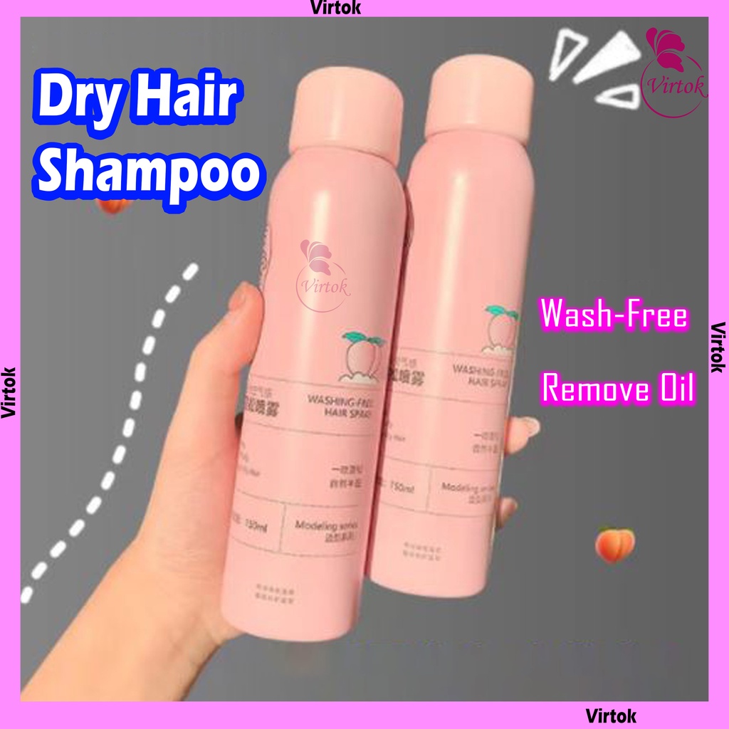 VIRTOK Hair Dry Shampoo Spray 150ml Wash Free Fast Fresh Smell Oil ...