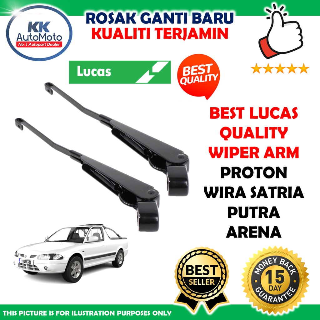 Best Lucas Quality Wiper Arm Batang - Proton Wira Satria Arena Putra - Front Hadapan 8003 / 8004 ...