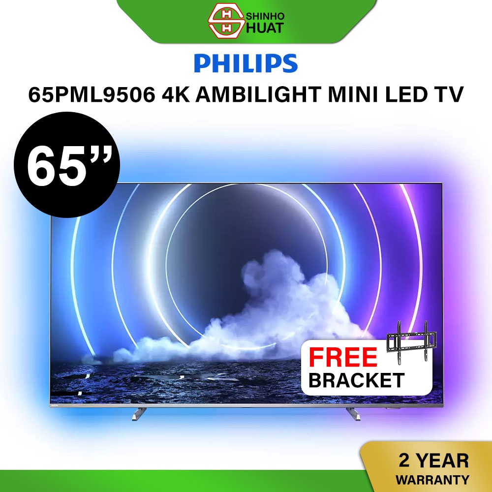 [ Ambilight Mini LED TV ] Philips 65PML9506 65 Inch 4K UHD Android TV ...