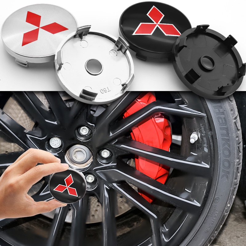 Mitsubishi 4pcs 60mm tire wheel center cover car logo 3D sticker decal ...