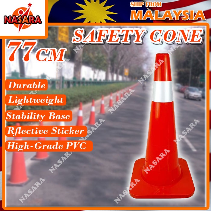 NASARA - 77CM PORTABLE REFLECTIVE LIGHWEIGHT SAFETY CONE TRAFFIC ...