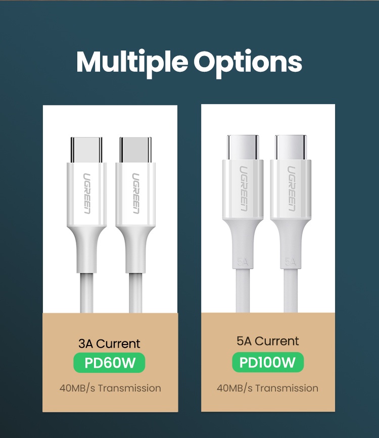 UGREEN 60W USB C to Type-C Fast Charge Data Cable For Samsung Macbook HUAWEI | Shopee Malaysia