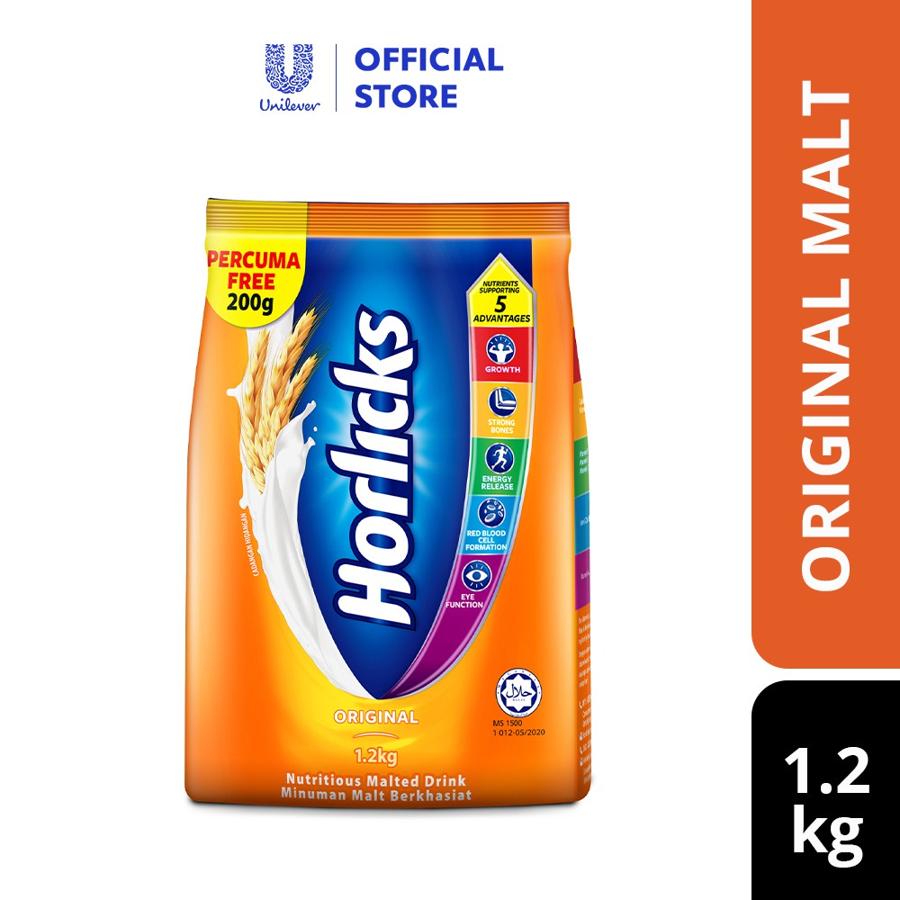 Horlicks Original Nutritious Malted Drink (1kg) [Free 200g) | Shopee ...