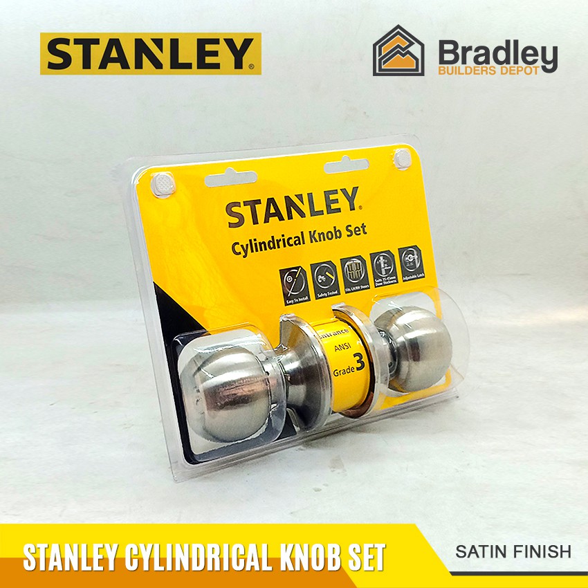 Stanley Cylindrical Knob Set / Lockset (Stainless | Antique Brass ...