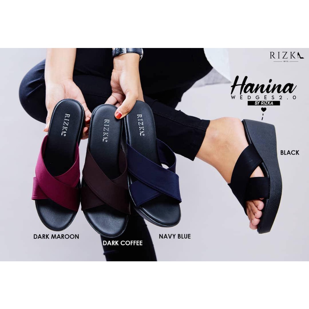 HANINA WEDGES 2.0 RIZKA wedges kaki kembang ringan dan selesa ootd ...