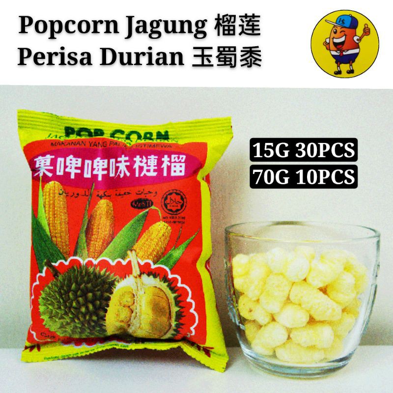 POPCORN JAGUNG PERISA DURIAN SWEET CORN DURIAN SNACKS 玉蜀黍 榴莲饼 | Shopee ...
