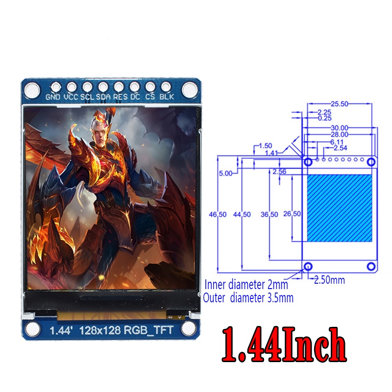 TFT Display 0.96 1.3 1.44 1.8 inch IPS 7P SPI HD 65K Full Color LCD ...