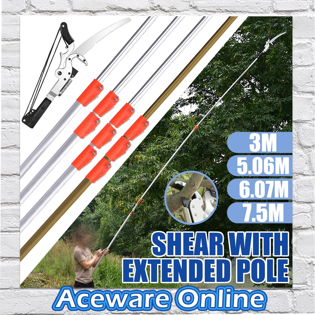 3/5.0m/6.0m/7.5m Telescopic High Branch Shears Saw 2in1 Tree Cutter ...