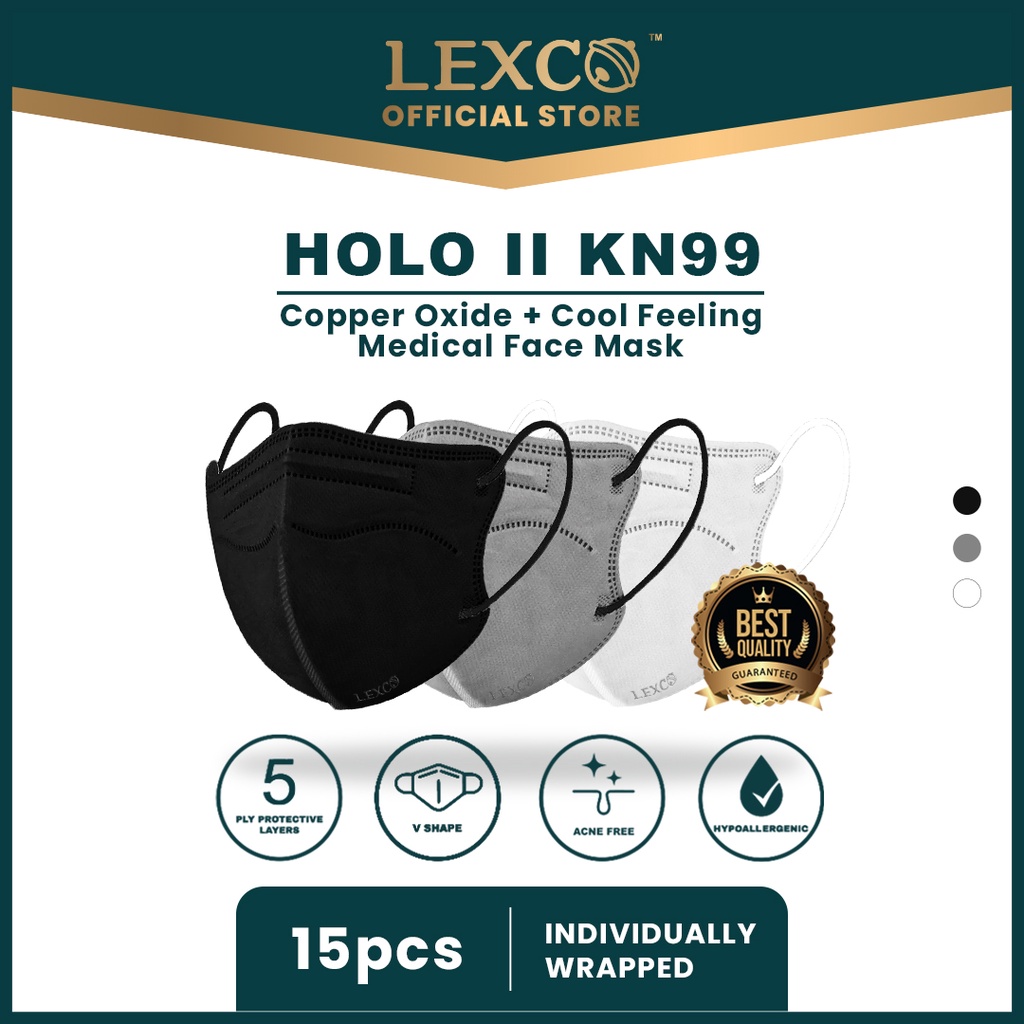 LEXCO MEDICAL KN99 Cool Feeling Ultra Thin Medical Face Mask 5ply/Wrap individually/Duckbill ...