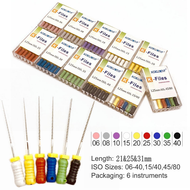 6pcs/pack Dental Stainless Steel K-files Endodontic Root Canal Hand Use ...